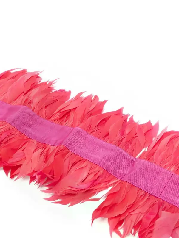 SARA ROKA Feather Trim Belt - Pink