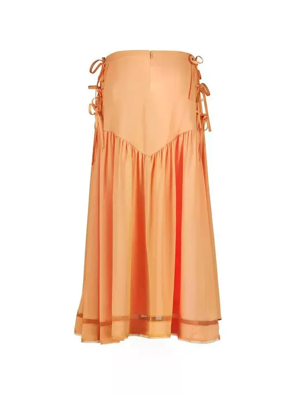 Rabanne Pleated Skirt With Bow Detail - Orange