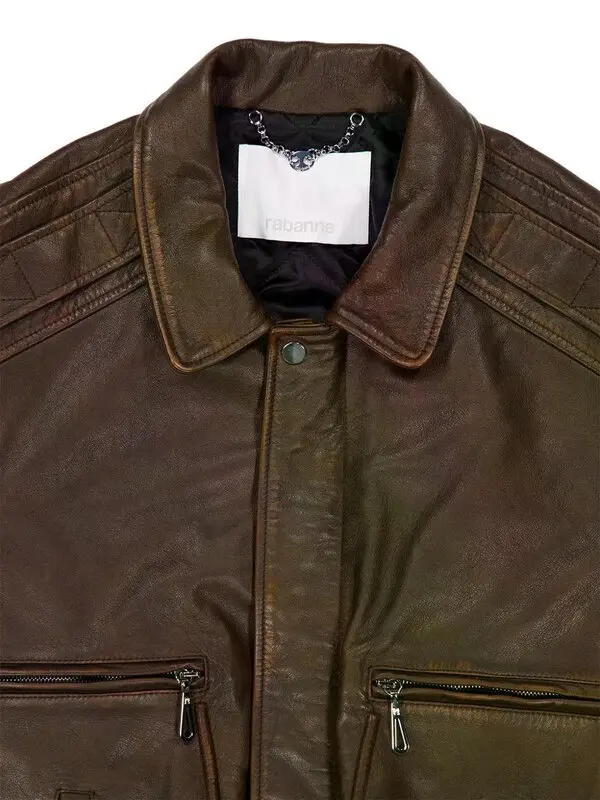 Rabanne Quilted-shoulder Leather Jacket
