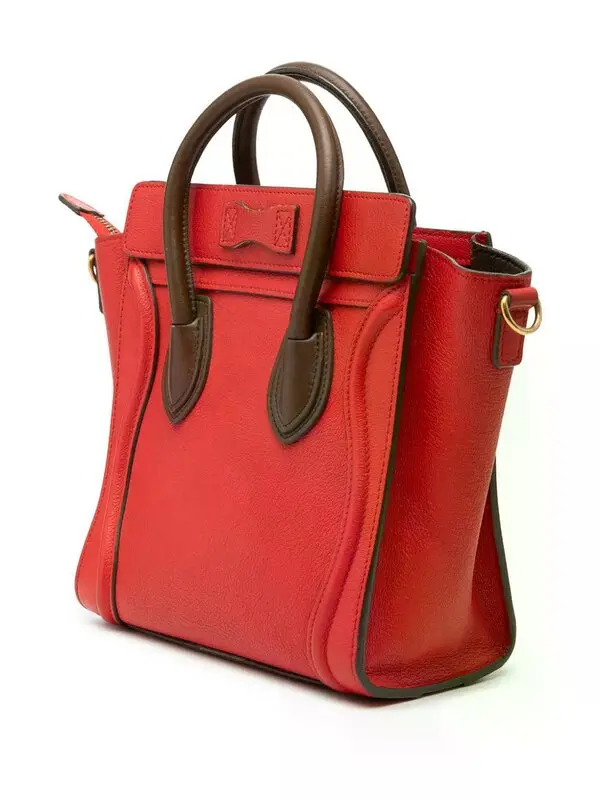 Celine 2014 Nano Bicolor Leather Luggage Tote - Brown