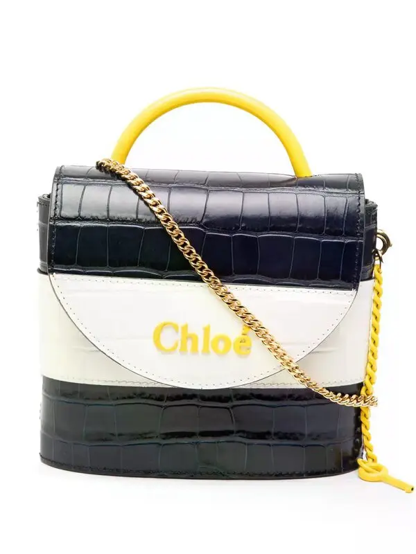 Chloé 2019 Tricolor Croc Embossed Aby Lock Satchel