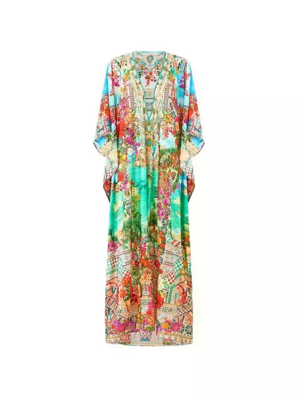 Camilla Ring-detail V-neck Kaftan