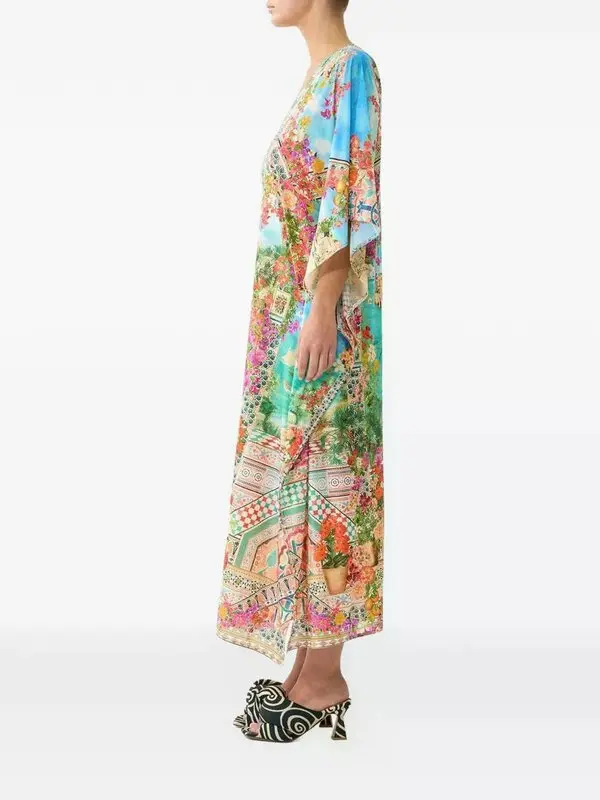 Camilla Ring-detail V-neck Kaftan