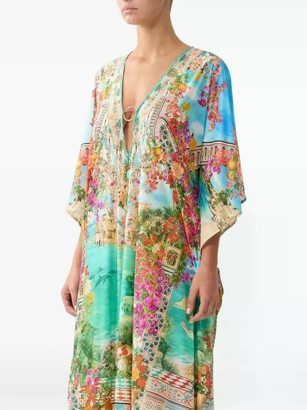 Camilla Ring-detail V-neck Kaftan