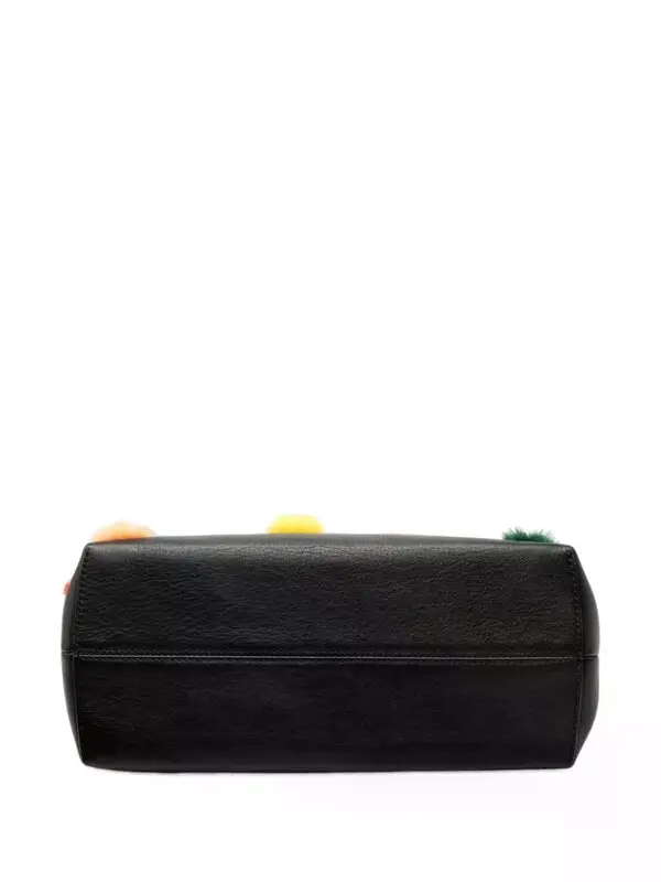 Fendi Medium Leather Pompom The Way Satchel - Black