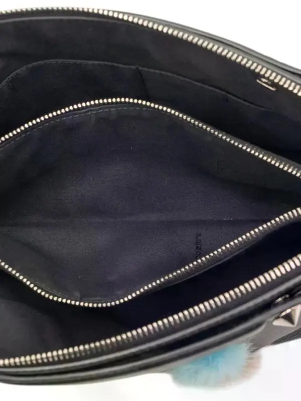 Fendi Medium Leather Pompom The Way Satchel - Black