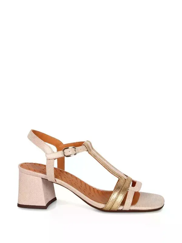Chie Mihara Lizard-effect Metallic-trim Sandals - Neutrals