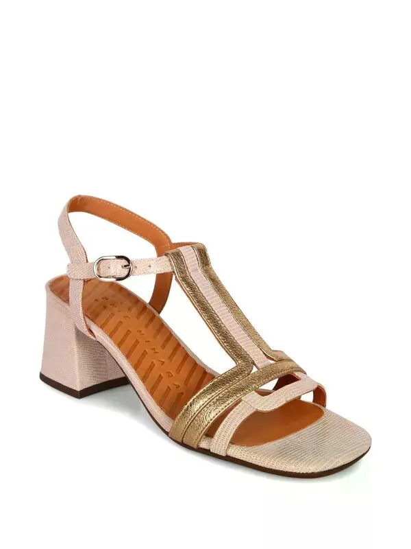 Chie Mihara Lizard-effect Metallic-trim Sandals - Neutrals