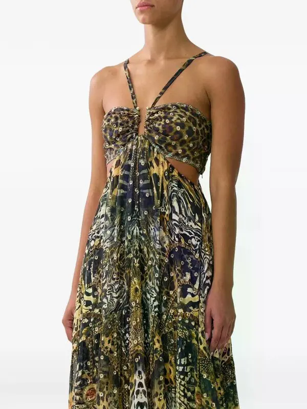 Camilla Leopard-print Cut-out Halterneck Maxi Dress