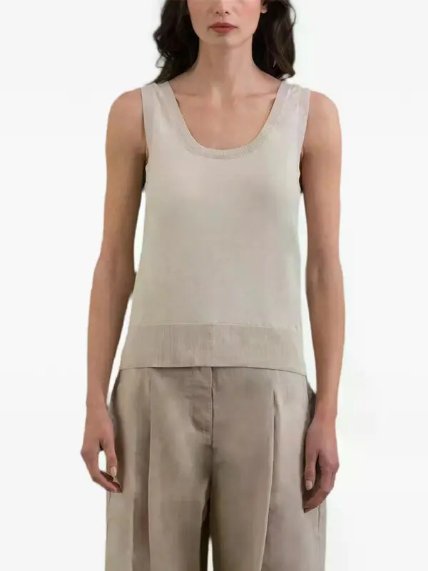 MOORER Ribbed Trim Tank Top