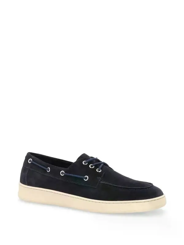 FRAU Navy Suede Lace-up Boat Shoes - Blue