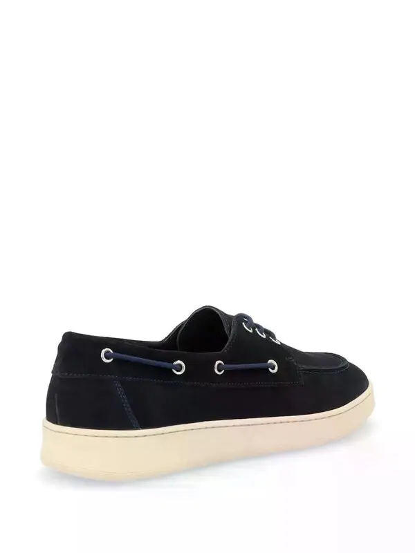 FRAU Navy Suede Lace-up Boat Shoes - Blue