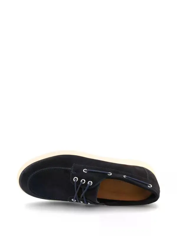 FRAU Navy Suede Lace-up Boat Shoes - Blue