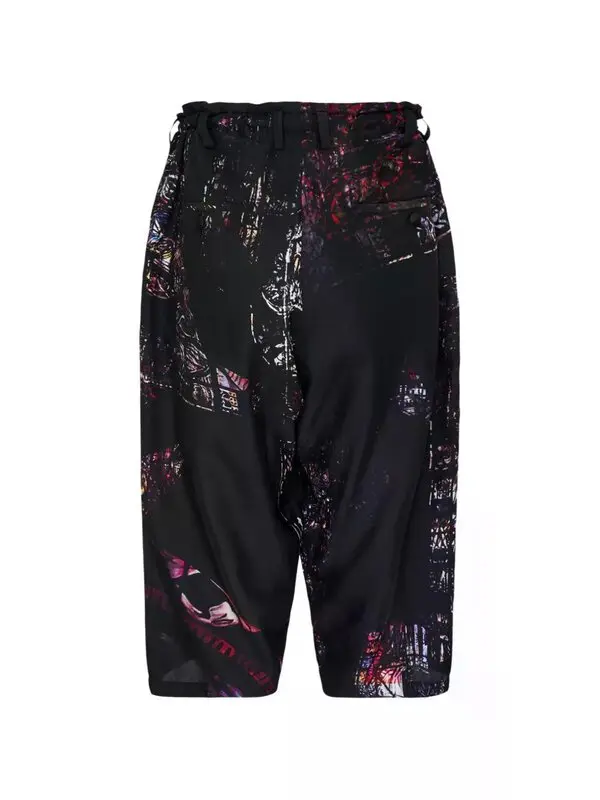 Yohji Yamamoto Graphic-print Cropped Trousers