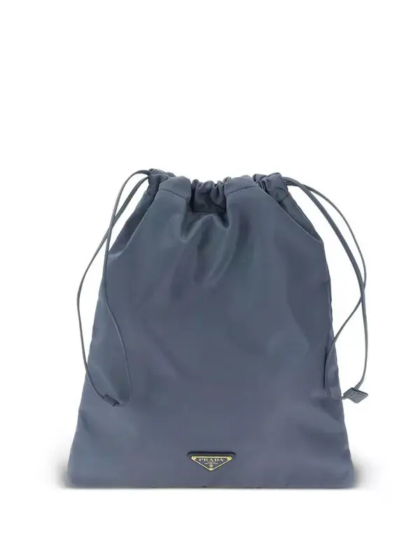 Prada Logo Plaque Drawstring Shoulder Bag