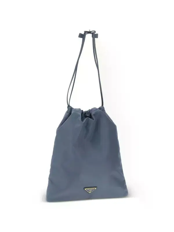 Prada Logo Plaque Drawstring Shoulder Bag