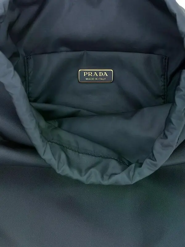 Prada Logo Plaque Drawstring Shoulder Bag