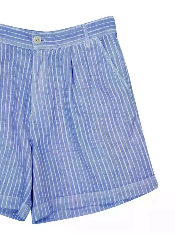 120% Lino Stripe-pattern Pleated Shorts