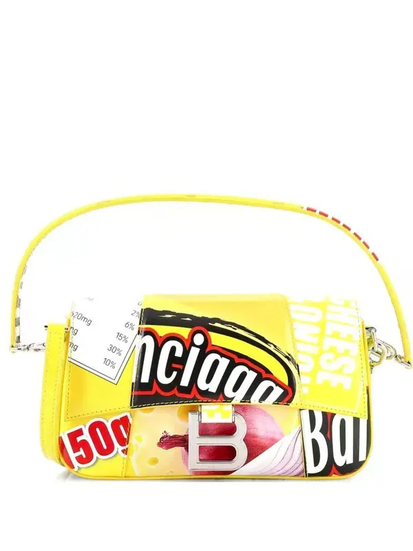 Balenciaga Hourglass Sling Convertible Printed Leather Shoulder Bag - Multicolour