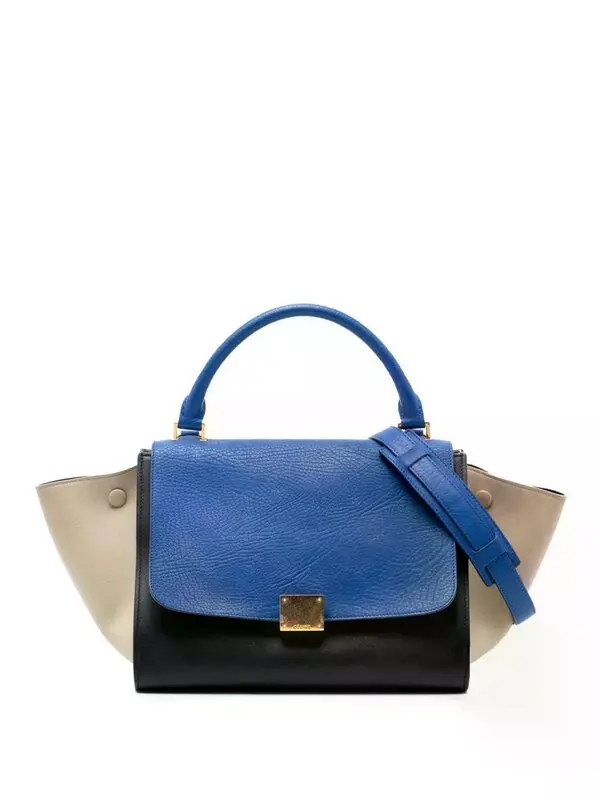 Celine 2015 Small Tricolor Trapeze Satchel - Black
