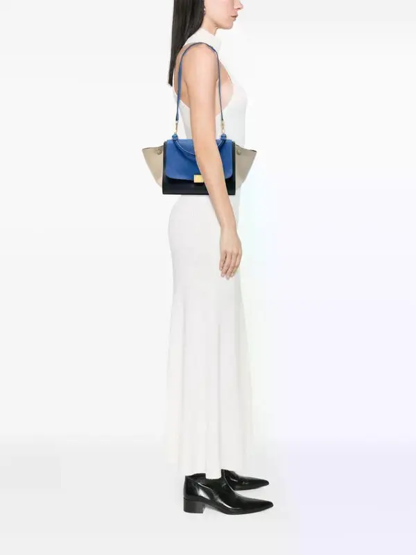 Celine 2015 Small Tricolor Trapeze Satchel - Black