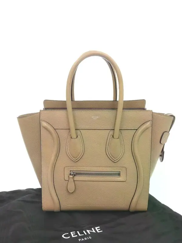 Celine 2020 Micro Drummed Calfskin Luggage Tote - Neutrals