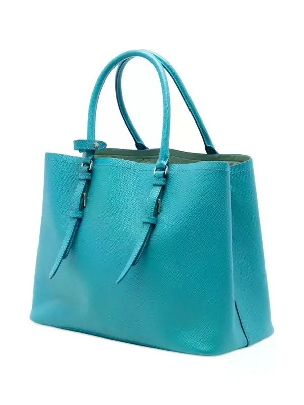 Prada 2010-2026 Medium Saffiano Cuir Satchel - Blue