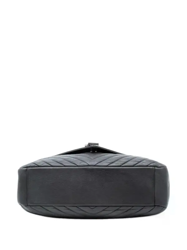 Saint Laurent 2015 Large Chevron Sheepskin Monogram College Satchel - Grey