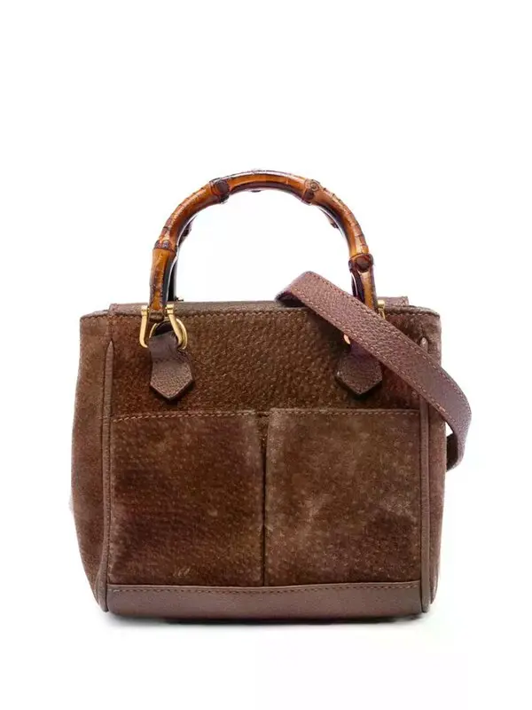 Gucci 20th Century Mini Suede Bamboo Satchel