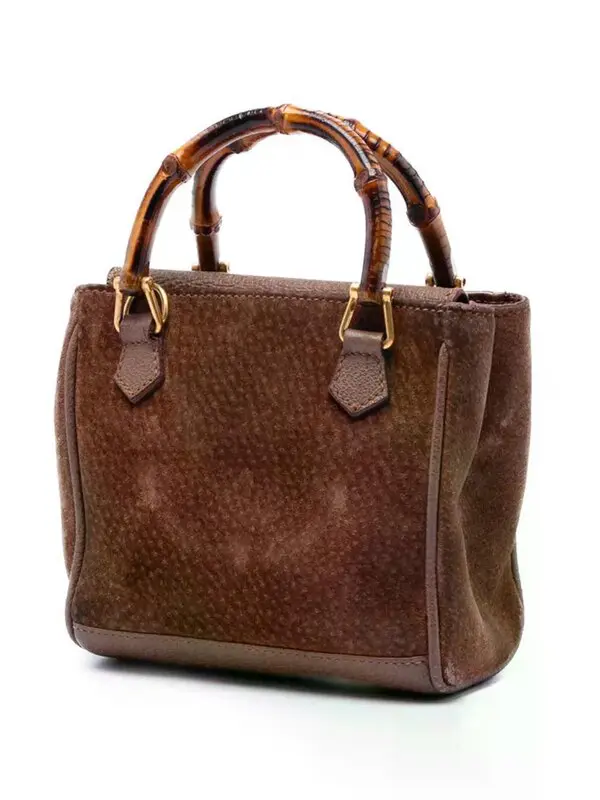 Gucci 20th Century Mini Suede Bamboo Satchel