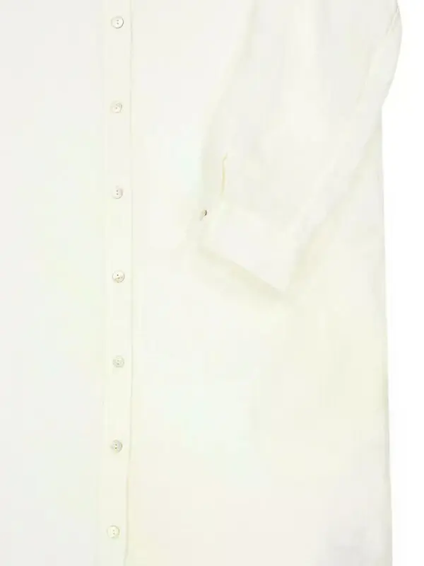 120% Lino Button-down Side-slit Linen Maxi Dress - Neutrals