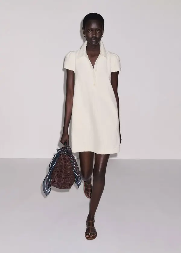 ME+EM Jacquard Towelling Mini Dress - Cream