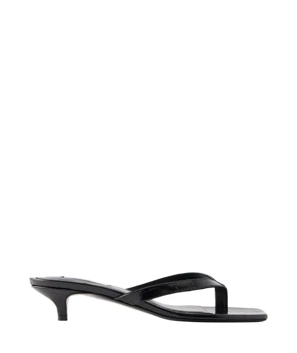 TOTEME Croc-effect Leather Thong Sandals - Black