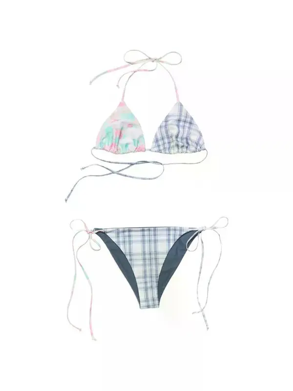 Acne Studios Patchwork Floral-print Bikini - Blue