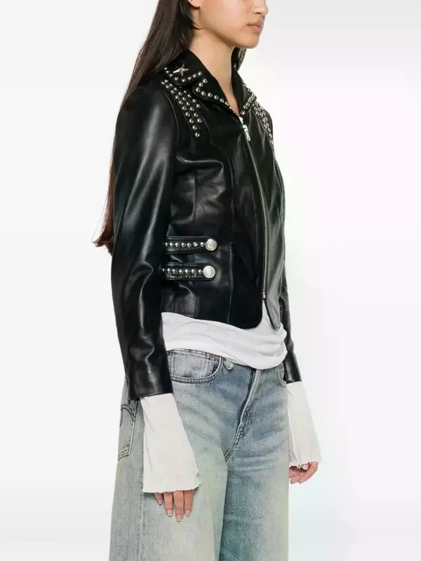 R13 Lou Stud-embellished Leather Jacket