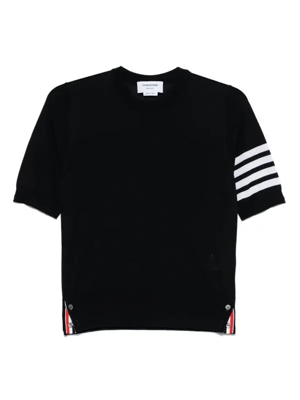 Thom Browne Wool Crewneck Sweater With Signature Grosgrain Details - Blue