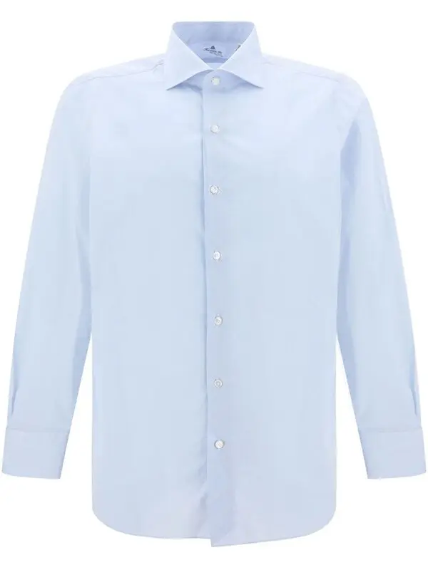 FINAMORE 1925 Classic Cotton Shirt - Sky Blue