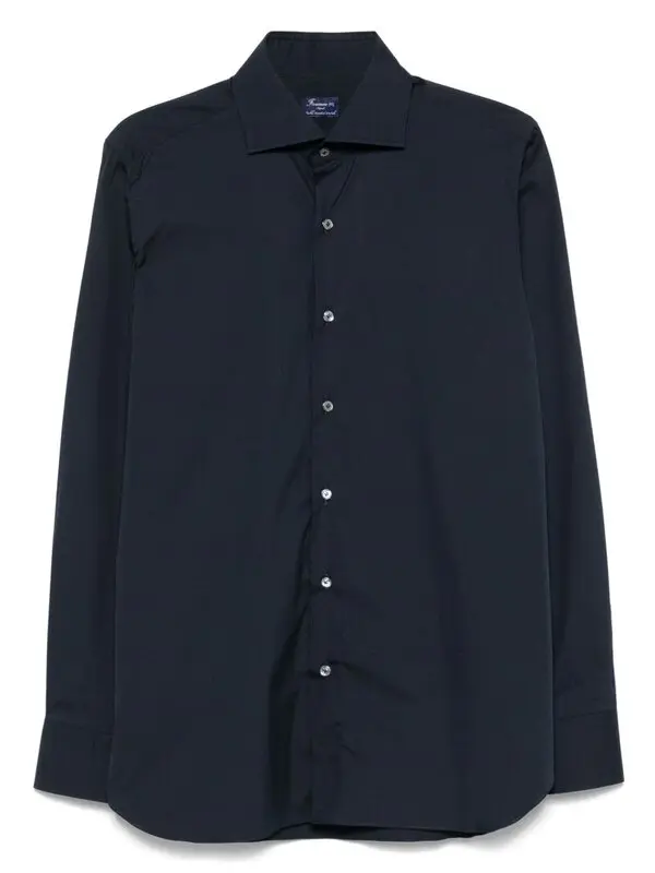 FINAMORE 1925 Classic Cotton Stretch Shirt - Blue