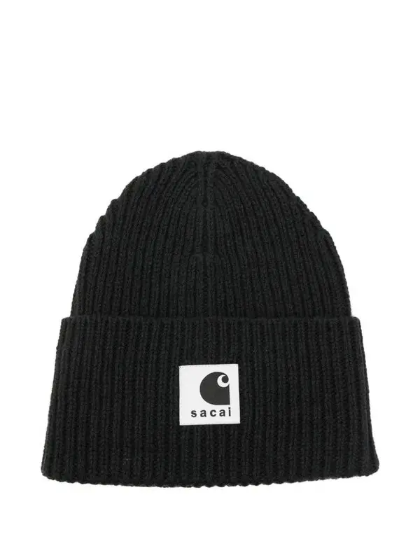 SACAI X CARHARTT WIP Logo Wool Beanie - Black
