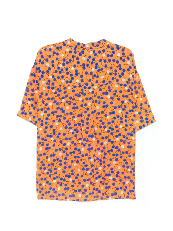 Aspesi Cherry-print Short-sleeve Blouse - Orange