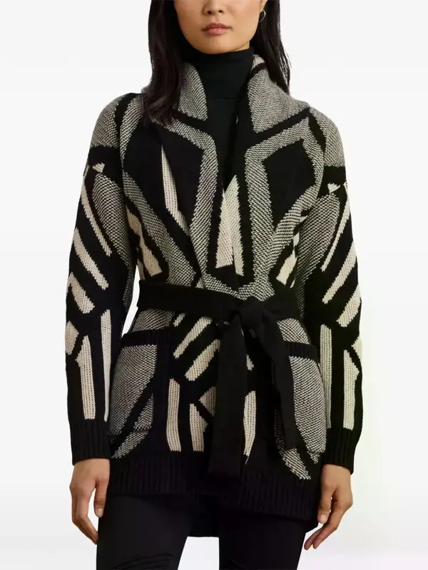Ralph Lauren Geometric-pattern Belted Cardigan