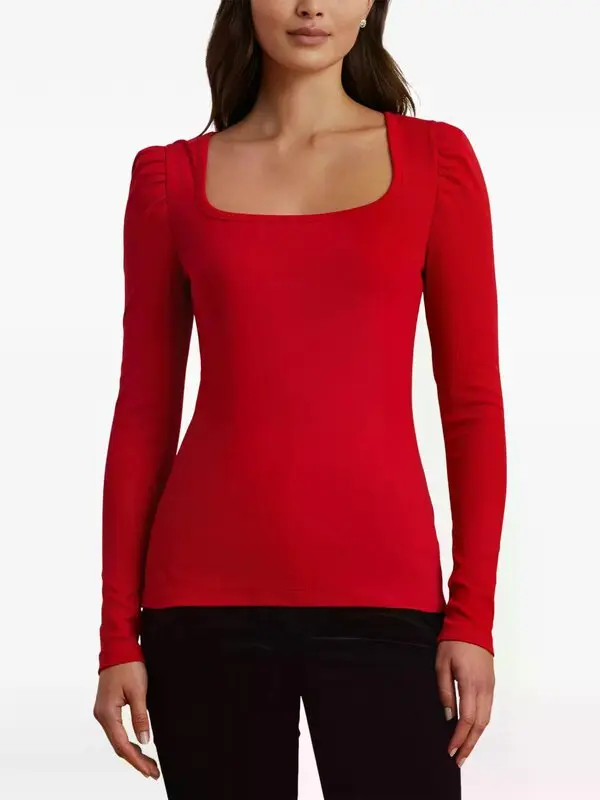 Ralph Lauren Puff-sleeve Square-neck Top
