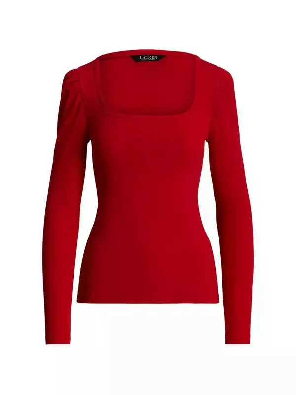 Ralph Lauren Puff-sleeve Square-neck Top