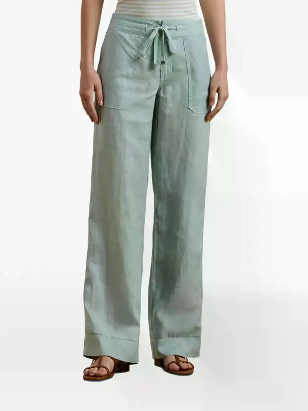 Ralph Lauren Drawstring-waist Linen Trousers - Blue