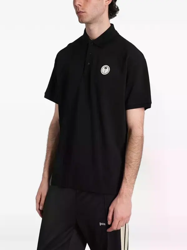 Palm Angels Logo-patch Polo Shirt - Black