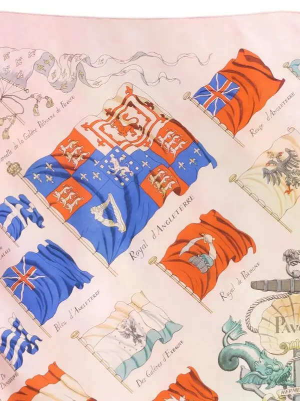 Hermès 1990s Flag Print Silk Scarf