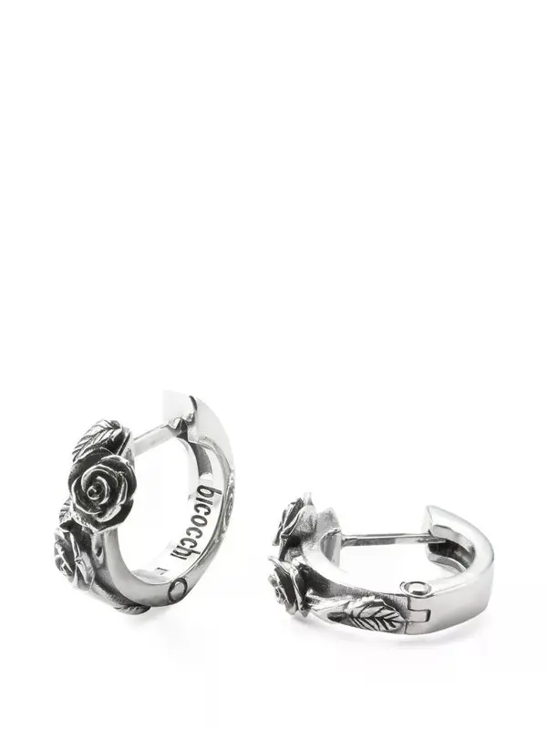 Emanuele Bicocchi Rose Hoop Earrings - Silver