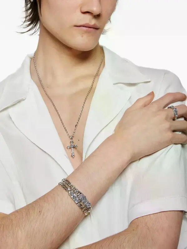 Emanuele Bicocchi Rose-engraved Curb-link Bracelet