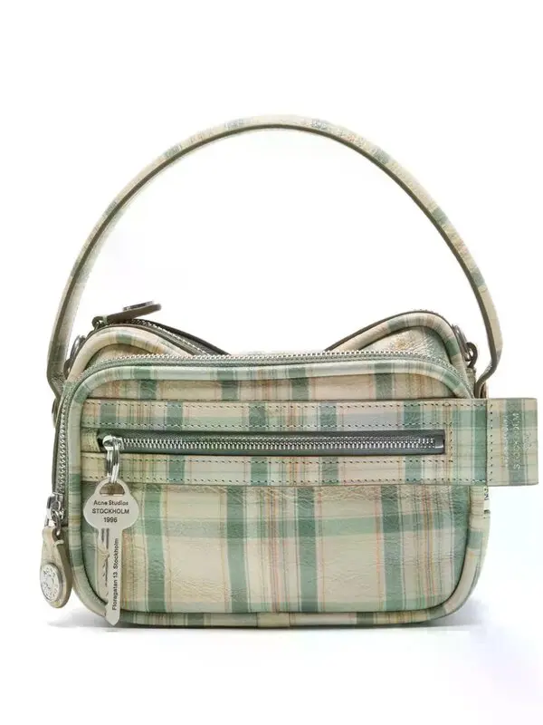Acne Studios Check-print Leather Cross Body Bag - Neutrals