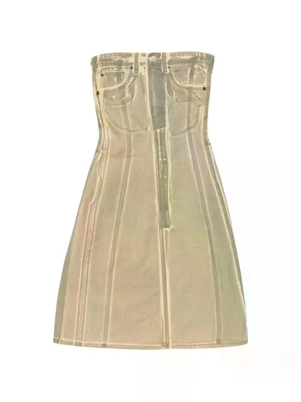 Acne Studios Denim-print Mini Dress - Neutrals